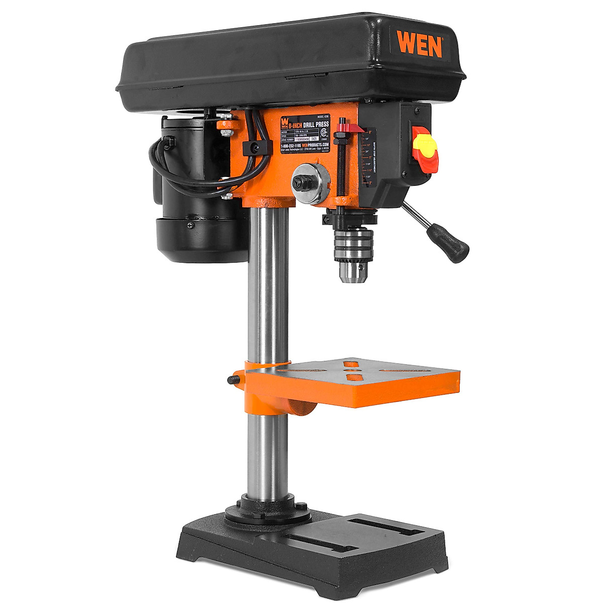 WEN 4206T 2.3-Amp 8-Inch 5-Speed Cast Iron Benchtop Drill Press,Black,Orange