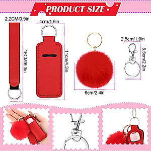 Tudomro Keychain Lip Balm Holder Set Include Lipstick Holder, Colorful Keychain Wristlet Lanyard, Fluffy Ball Pom Accessory and Metal Keychains for Purse Handbag (Bright Color, 20 Sets)