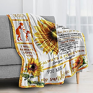 Mom Blanket Gifts for Mom from Daughter Sunflower Blanket to Mom Flannel Blankets Gift from Daughter Birthdays Christmas Mother's Day Soft Throw Blankets for Mom Couch Bed Blanket Gift 50x60in