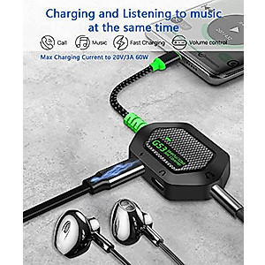 USB C to 3.5mm Headphone and Charger Adapter, 3 in 1 USB C to 3.5mm&USB C Female Audio Adapter&60W Fast Charging Dongle Compatible with Galaxy S23/S23 Ultra/S22/S21FE/S21 Ultra/A53, Pixel 7Pro/6Pro/5
