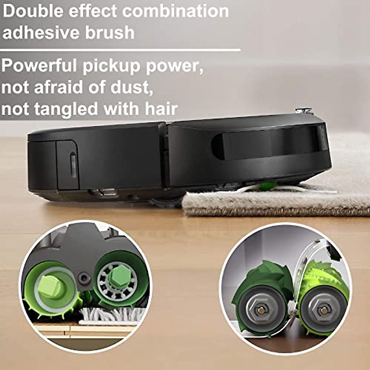 Replacement parts accessories compatible with irobot Roomba i3 i3+ i4 i6 i6+ i7 i7+ i8+/Plus E5 E6 E7 I, E&J series vacuum cleaner, 1 set multi-surface rubber brushes, 3 air filters ＆ 3 side brushes.