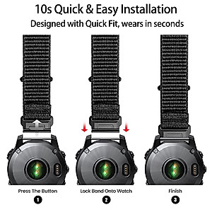 20mm 22mm Nylon Quick Dry Watch Band for Garmin Fenix 8 43mm 47mm 51mm /Fenix E/Fenix 7/Fenix 6/Fenix 5/Epix Pro/Instinct, Quick-Fit 20 22 26 Watch Band Strap for Garmin