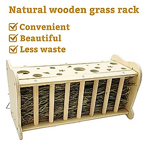 Hamiledyi Rabbit Hay Feeder Rack Large Size Wooden Holder Guinea Pig Hay Feeder Starry Sky Bunny Food Feeding Manger No Clutter Hamsters Grass Dispenser for Rabbits Guinea Pigs Bunnys Chinchilla