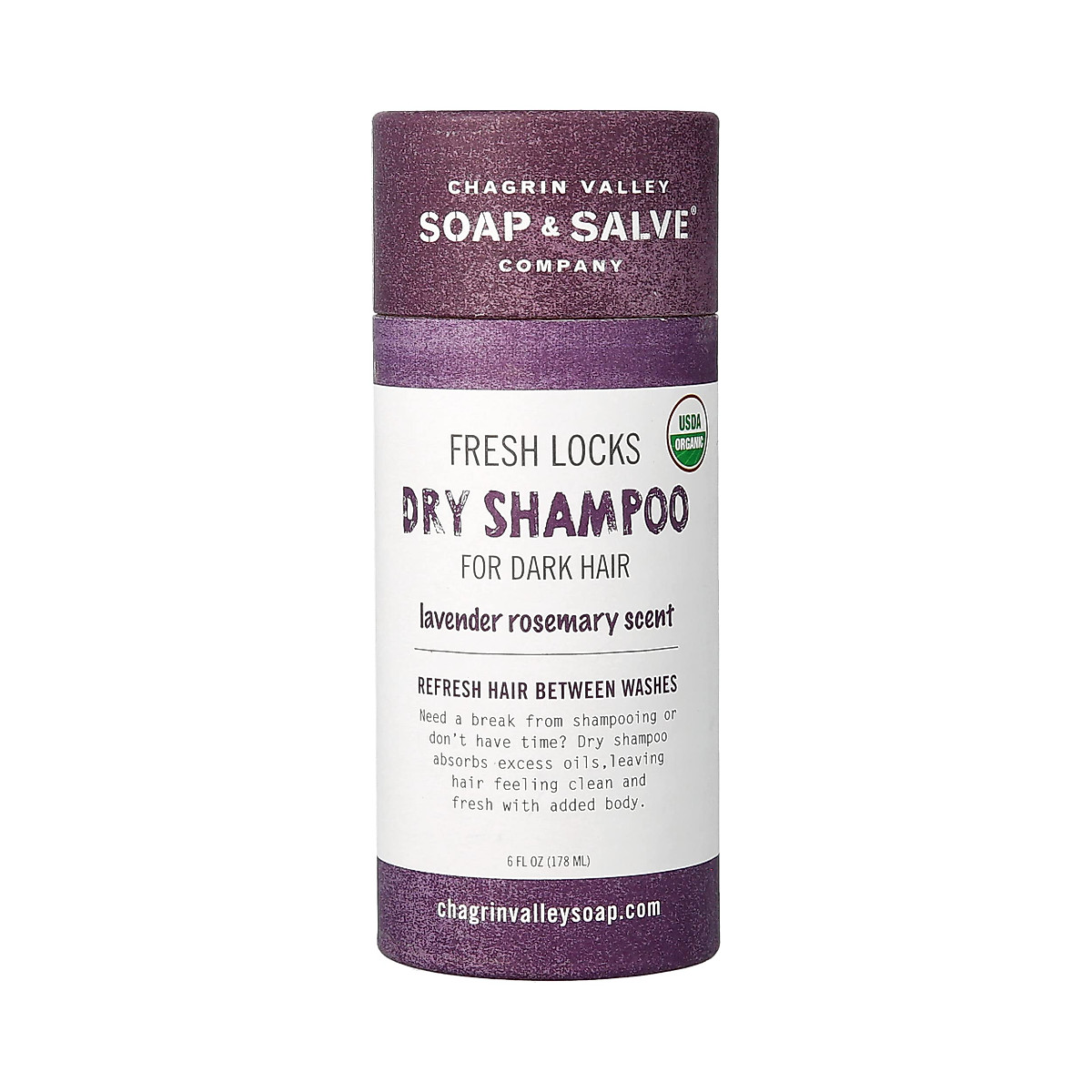 Chagrin Valley Soap & Salve Organic Natural Dry Shampoo Powder - for Dark Hair, Lavender Rosemary, Absorbs Oil Between Washes, Refreshes Hair, Non-GMO, Vegan, No Talc, 4.5 fl oz