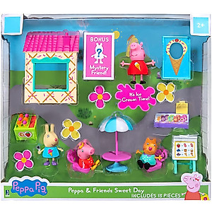 Peppa Pig Family Beach Day Playset, 13 Pieces - Includes Family Character Figures, Accessories & Bonus Mystery Friend - Summer Toy Gift for Kids - Ages 2+