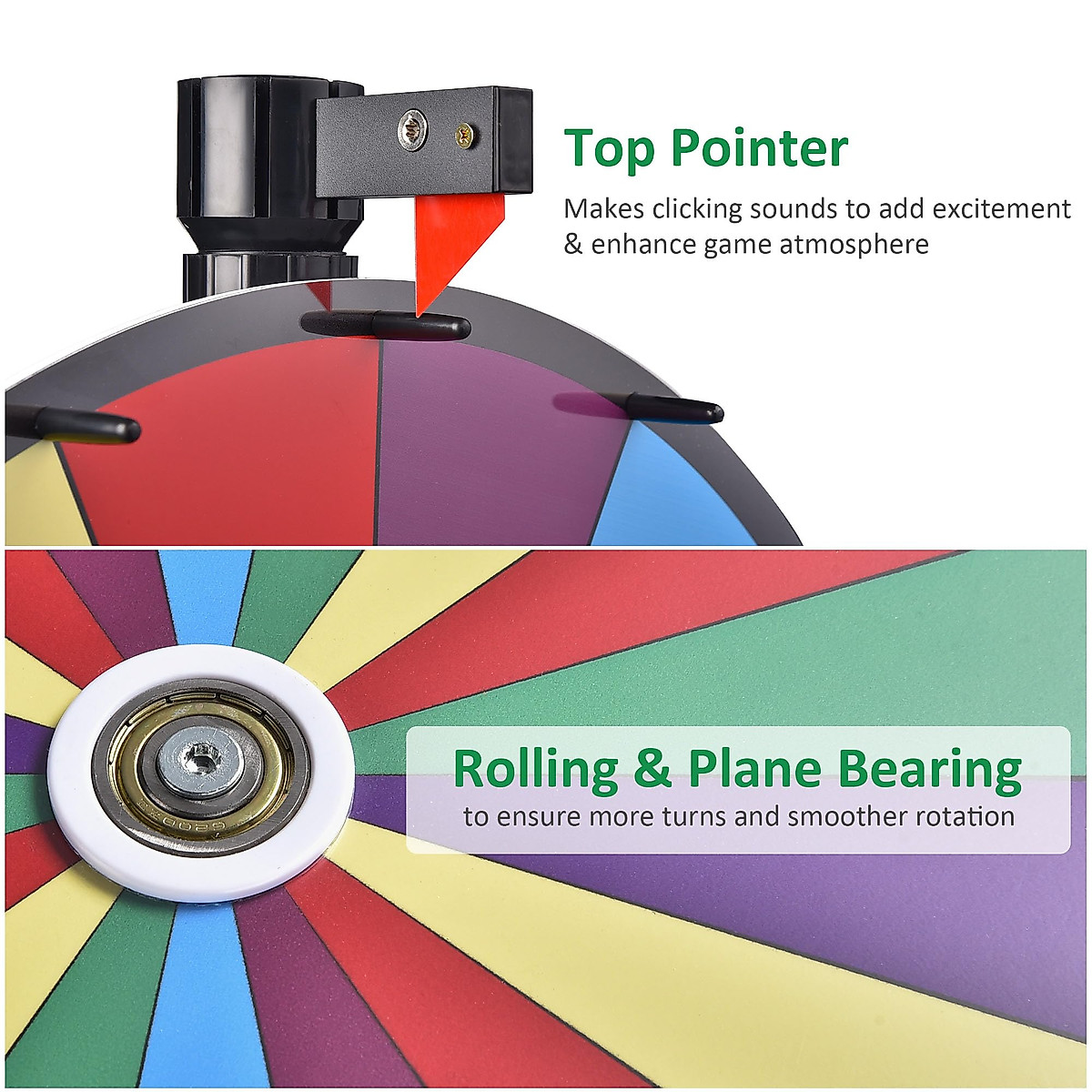 WinSpin 36 Inch Heavy Duty Prize Wheel Dual Use Adjustable Tabletop and Floor Stand Large Fortune Wheel with Dry Erase Marker & Eraser 18 Slots Spinning Wheel for Carnival Spinner Game Tradeshow