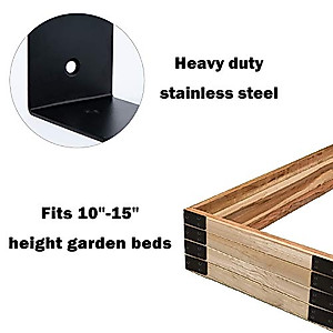 16 Pcs Garden Bed Corner Bracket- Black Pre-drilled Metal Garden Bed Corner Braces with M4 × 20MM Screws Planter Box Right Angle Brackets for Connecting Garden Bed