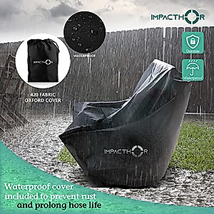 IMPACTHOR Garden Hose Reel Cart - 4 Wheels Heavy Duty Hose Cart, Nozzle & Waterproof Cover Cart Included - Holds up to 250 Feet 5/8 Inch Hose