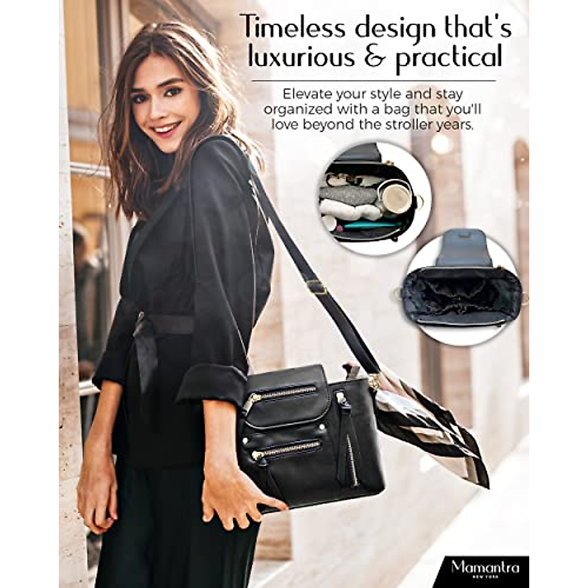 MAMANTRA Mini Diaper Bag - Best Toddler Mom Gift, Crossbody Diaper Bag Purse, stylish leather stroller organizer