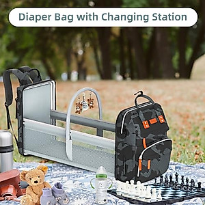 Diaper Bag Backpack with Changing Station, Large Diaper Bag, Multifunctional Diaper Bag, Baby Bag, Camo