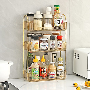 INVSSENE Bathroom Organizer Countertop, Vanity Organizer Trays for Bathroom Counter, Bathroom Tray Counter Organizer, Plastic Tray Stand for Perfume, Makeup, Skincare(Clear, 3 Tiers)