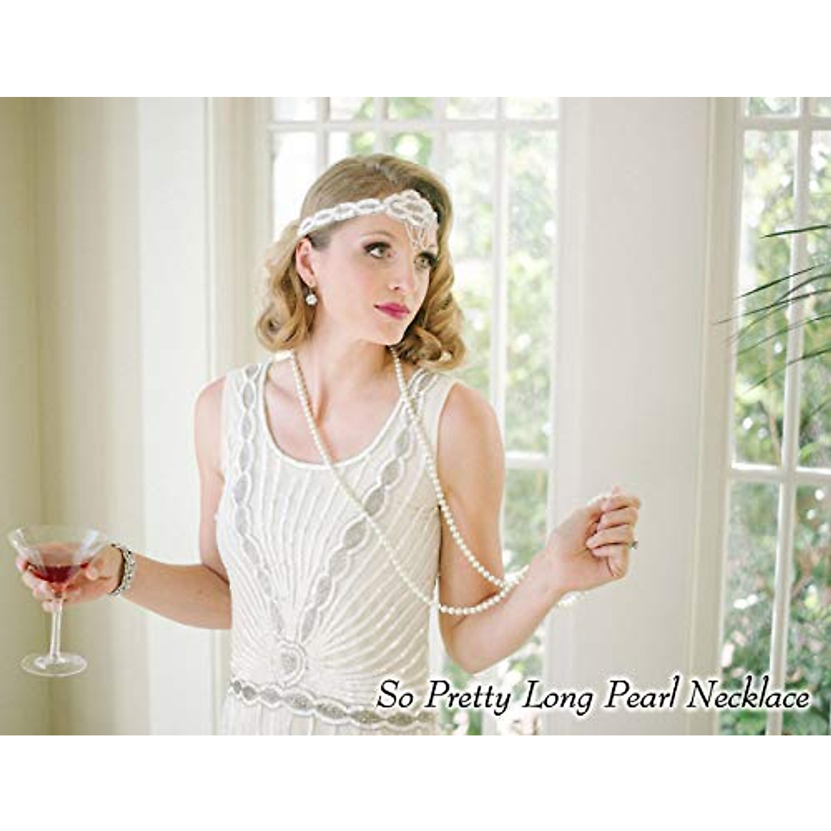 Aisansty,Long Pearl Necklace for Women Layered Cream White Faux Pearl Beads Strand Necklace Costume Jewelry,Diameter Pearl 8MM,69"