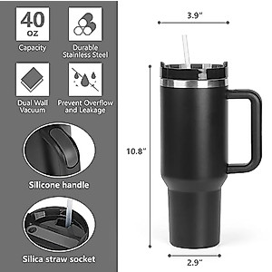 PureElement 40 oz Adventure Quencher Tumbler H2.0 with Handle and Straw | New Easy Grip | Double Wall Stainless Steel Insulated Design | Resistant and Durable | Dupe Mug Cup (Chambray)