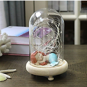 Miniature Fairy Garden and Aquarium Decorations Resin Sleeping Little Mermaid Statue Blue