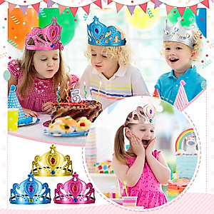 66 Pieces Foam Princess Tiaras DIY Crowns Kids Party Favors Craft Crystal Diamond Sticker Girls Making Your Own Tiara (Multicolor)