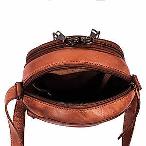 Locking Concealed Carry Mia Leather Crossbody Purse for Handgun with Universal Holster (Cognac)