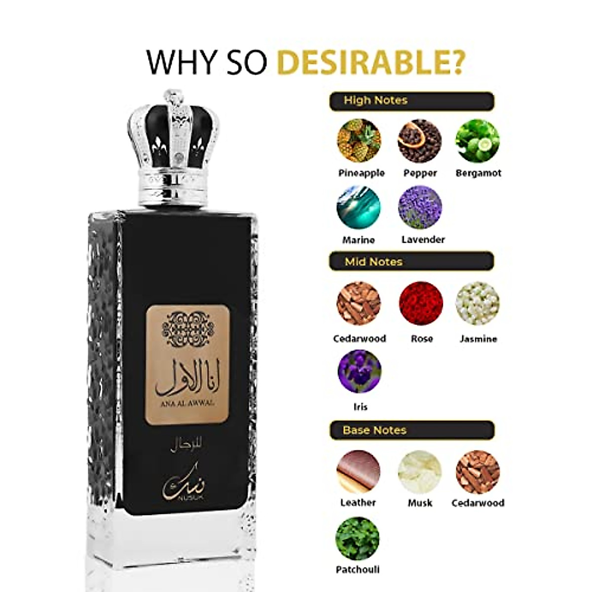 Ana Al Awwal by Nusuk Eau De Parfum Spray 3.4 oz / 100 ml (Men)