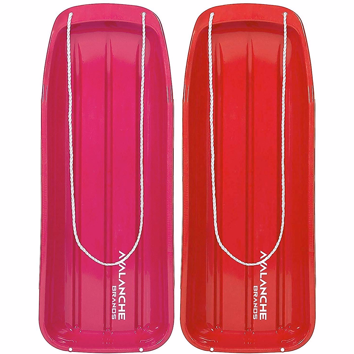 Avalanche Brands - 48" Classic Downhill Toboggan Snow Sleds - Red & Pink