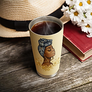 20oz Black Queen Black Women Faith Tumbler, Stand before Anyone, Religious, Christian Gifts, Coffee Thermos for Women, Stainless Steel Double Wall Vacuum Insulated Coffee Mug, Travel Cup with Lid