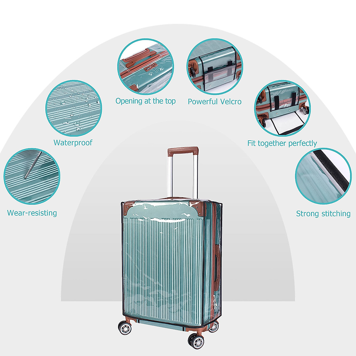 Troyesko 3 Pieces Clear Luggage Cover Protector PVC Luggage Protector Suitcase Cover,Thicken Anti-scratch Waterproof Transparent Suitcase Cover for Travel Fits Most 20" to 28" Luggage
