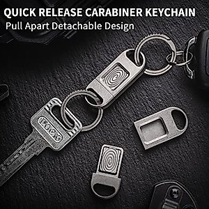 TISUR Quick Release Keychain,Titanium EDC Pull Apart Key Chain,Detachable Carabiner Keychain with 2pcs Titanium Key Rings