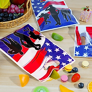 MASHAN 50pcs Veterans Day Gift Bags, Plastic Goodies Treat Bags with American Flag Patriotic Soldier for Independence Day Veterans Day and Army Party Decorations