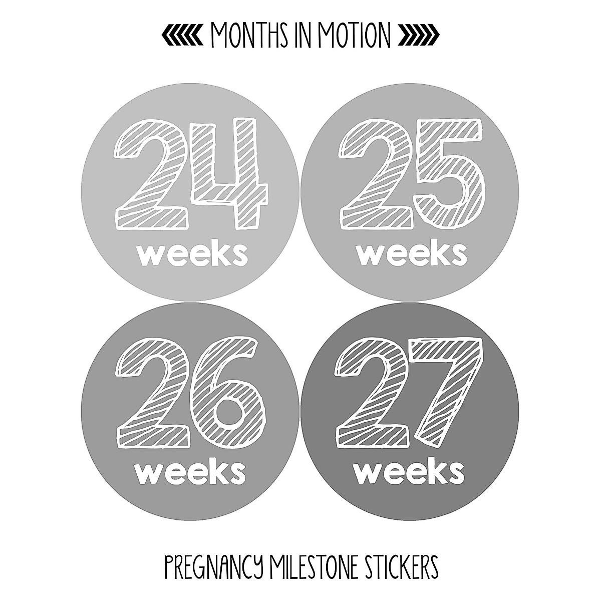 Months In Motion Pregnancy Weekly Belly Growth Stickers - Week to Week Pregnant Expecting Photo Prop - Maternity Keepsake - Baby Bump - Large Set of 36 Weekly Photo Sticker