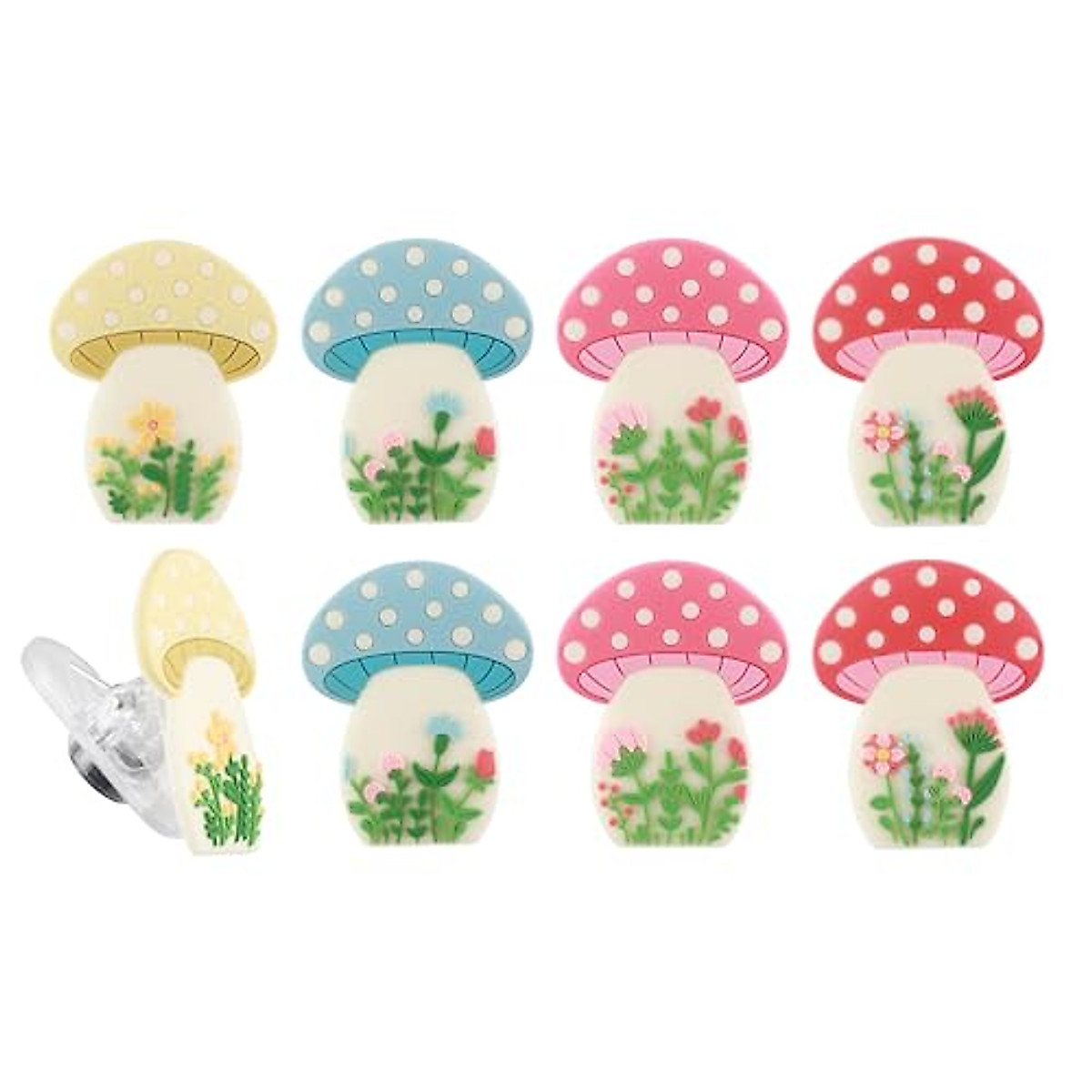 COOK WITH COLOR Cute Bag Clips - Magnetic Snack Clips for Airtight Seal, Floral Mushrooms, Pack of 8