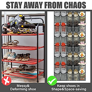 Windyun 40 Large Over the Door Shoe Organizer Shoe Rack for Door Gray Mesh Pockets Hanging Shoe Organizer for Closet Shoe Holder Rack Behind Door Hanger Hanging Shoe Rack Nonslip Holder for Shoes