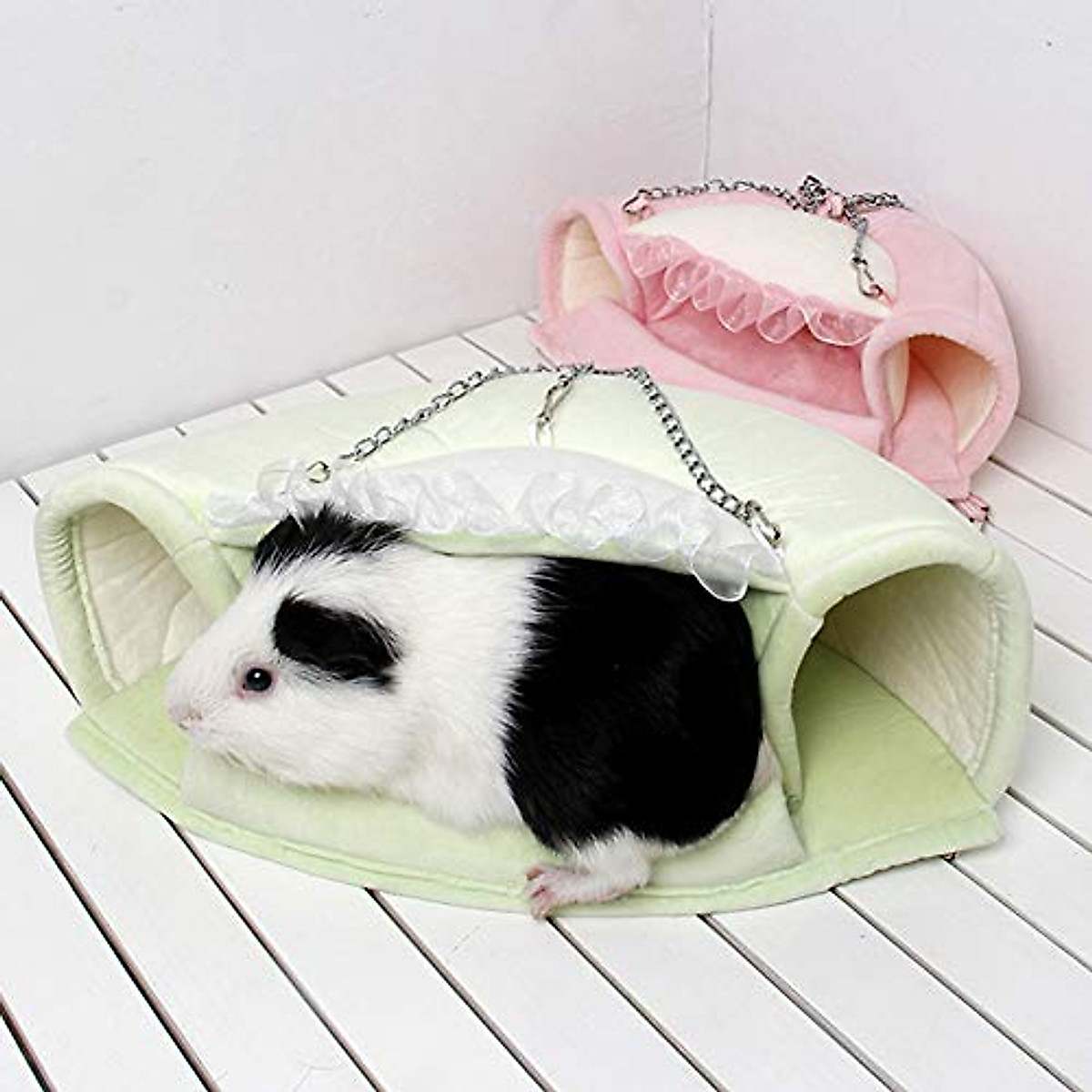 shlutesoy Pet Hammock,Swing Cage Accessories Hamster Hammock Hanging Bed for Sugar Glider Guinea Pig Pink L