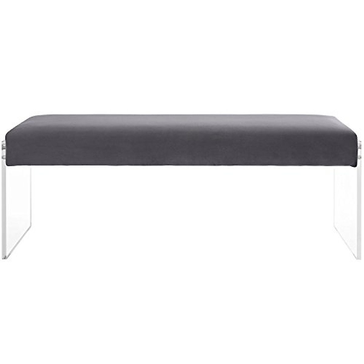 Modway Roam Modern Upholstered Bench With Acrylic Base In Gray Velvet