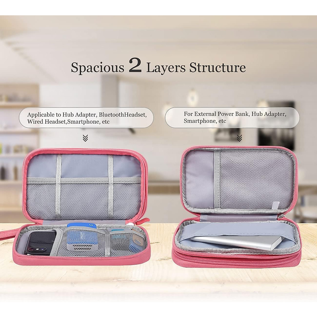 CAOODKDK Electronic Organizer Travel USB Cable Accessories Bag/Case,Waterproof for Power Bank,Charging Cords,Chargers,Mouse,Earphones Flash Driver