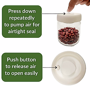 FERMALIFE - Food Storage Jar Containers, Borosilicate Glass Vacuum Seal Lids, Airtight Food Pantry Seal, Flour, Cereal, Pasta, Grains, Oats Canister | Size: 13.5oz, 27oz, 41oz (3pc set - WHITE)