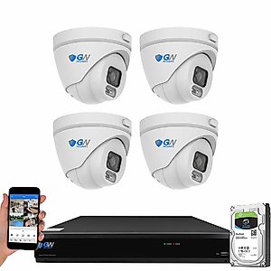 GW Security 5MP 1920P Security Camera System with AI Face/Human/Vehicle Detection, 8CH 4K DVR and 4 x 5MP 2592TVL Microphone Home CCTV Dome Camera, Smart AI Playback, Email Alert, 1TB Hard Drive