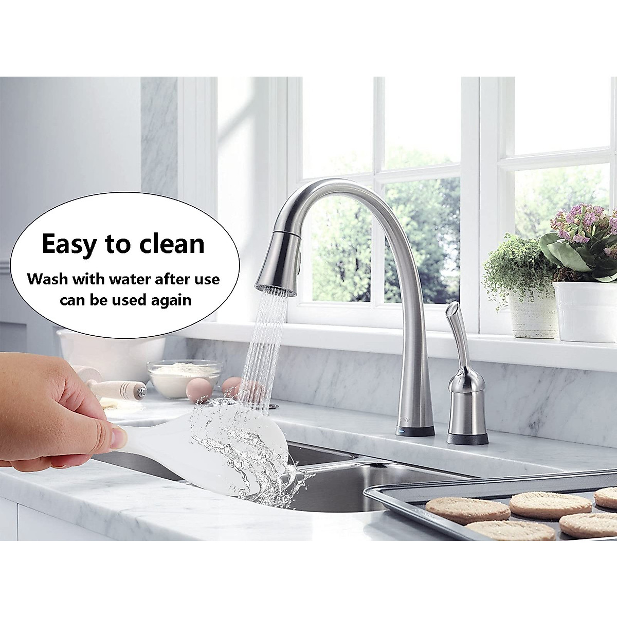 Cionyce 2PCS Plastic Rice Paddle Spoon Rice Scoop, Non-Stick Rice Spatula Rice Cooker Shovel Rice Serving Spoon 7.87 Inch (White E)