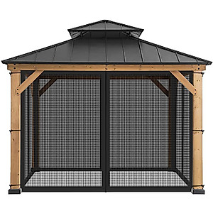 SunCula Replacement Gazebo Mosquito Netting Screen with Zipper for Patio Outdoor ,Garden and Backyard (10'x10', Black, Only Netting)