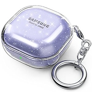 AhaStyle Compatible with Samsung Galaxy Buds 2 Pro Case/Galaxy Buds 2 Case/Galaxy Buds Pro Case/Galaxy Buds Live Case Transparent Cover [Anti-Yellowing] (Shine)