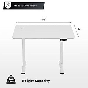 YESHOMY Height Adjustable Electric Standing Desk 40 inch Computer Table, Home Office Workstation, 40in, White Leg/White Top