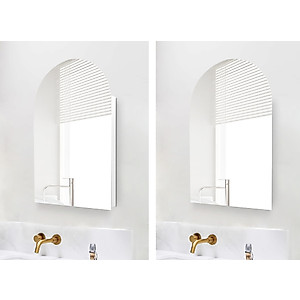 HESONTH Arched Medicine Cabinets with Frameless Mirror, Wall Mounted Bathroom Medicine Cabinet, Bathroom Mirrored Cabinet with Storage, 24x36 Inches Vanity Mirrors with Storage Cabinet