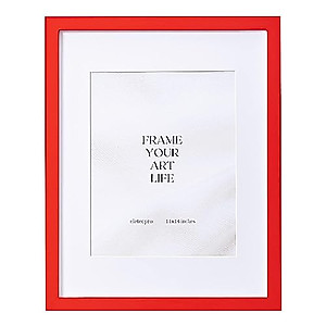 eletecpro 11x14 Picture Frame Made of Solid Wood and HD Glass Colourful Frame Display 8x10 Photo with Mat or 11x14 without Mat Home Decor for Wall and Tabletop Red 1 Pack