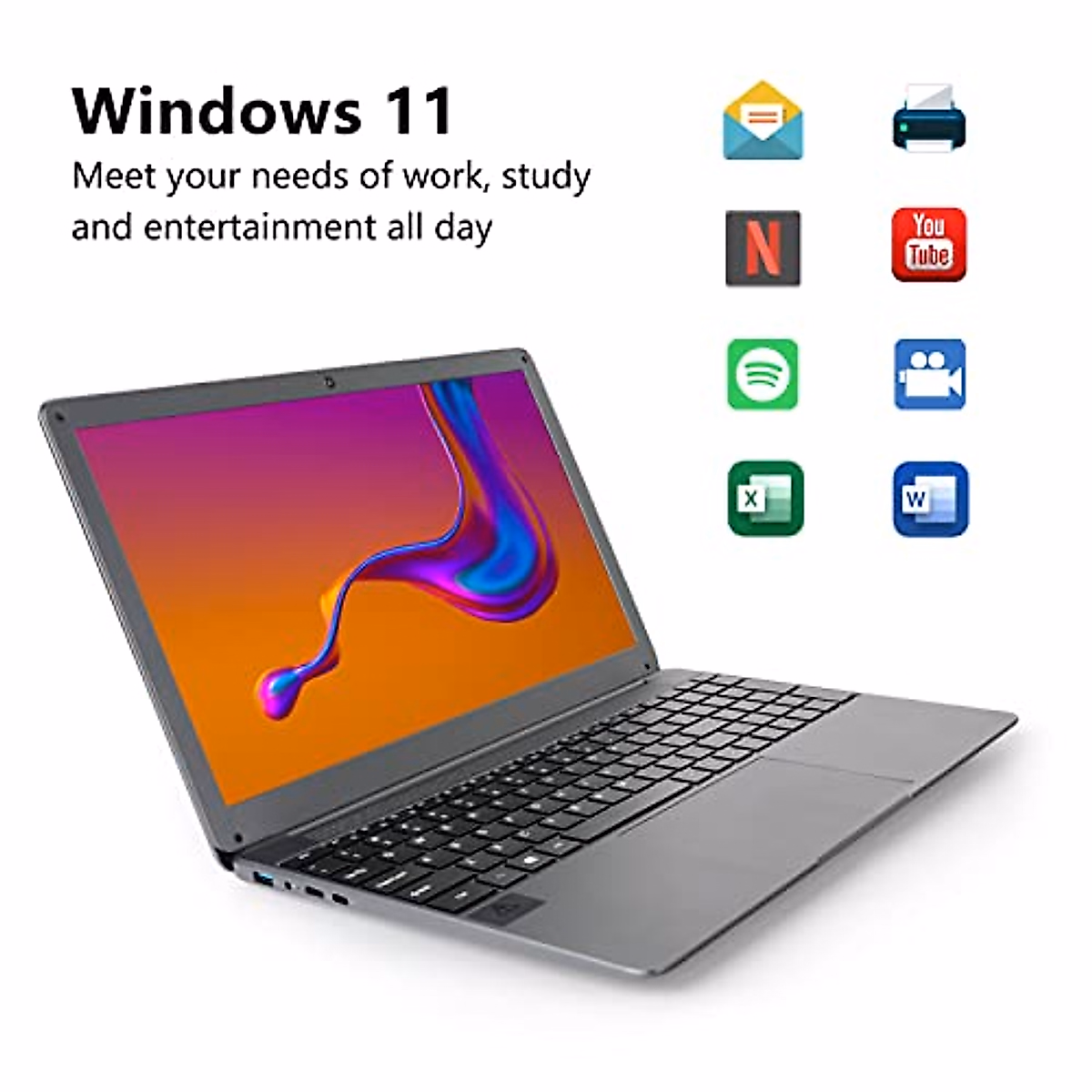 Chicbuy Laptop 15.6''12GB DDR4 512GB SSD Quad-Core Intel Celeron N5095 Processors Windows 11 Laptop Computer,1080P IPS Full HD Laptop,USB 3.0,Up to 2.9Ghz,Bluetooth 4.2,2.4G/5G WiFi,Long Battery Life
