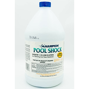 Champion Pool Shock - Ready to Use Liquid Chlorine - Commercial Grade 12.5% Concentrated Strength - 4 Gallon