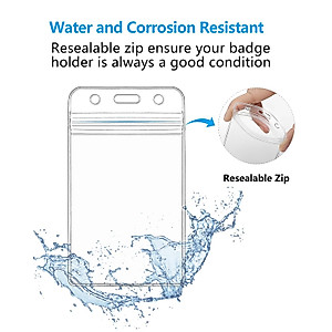 KTRIO 2 Pack Retractable Badge Holders, ID Badge Holders with Heavy Duty Carabiner Reel Clip, Vertical Style Clear ID Card Holders with 28 inches Kevlar Pull Cord