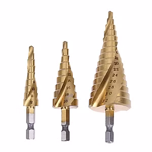Driak 3 Pics HSS Titanium Coated Step Drill Bit Spiral Metric Sizes,Industrial DIY Woodworking Punching Tools