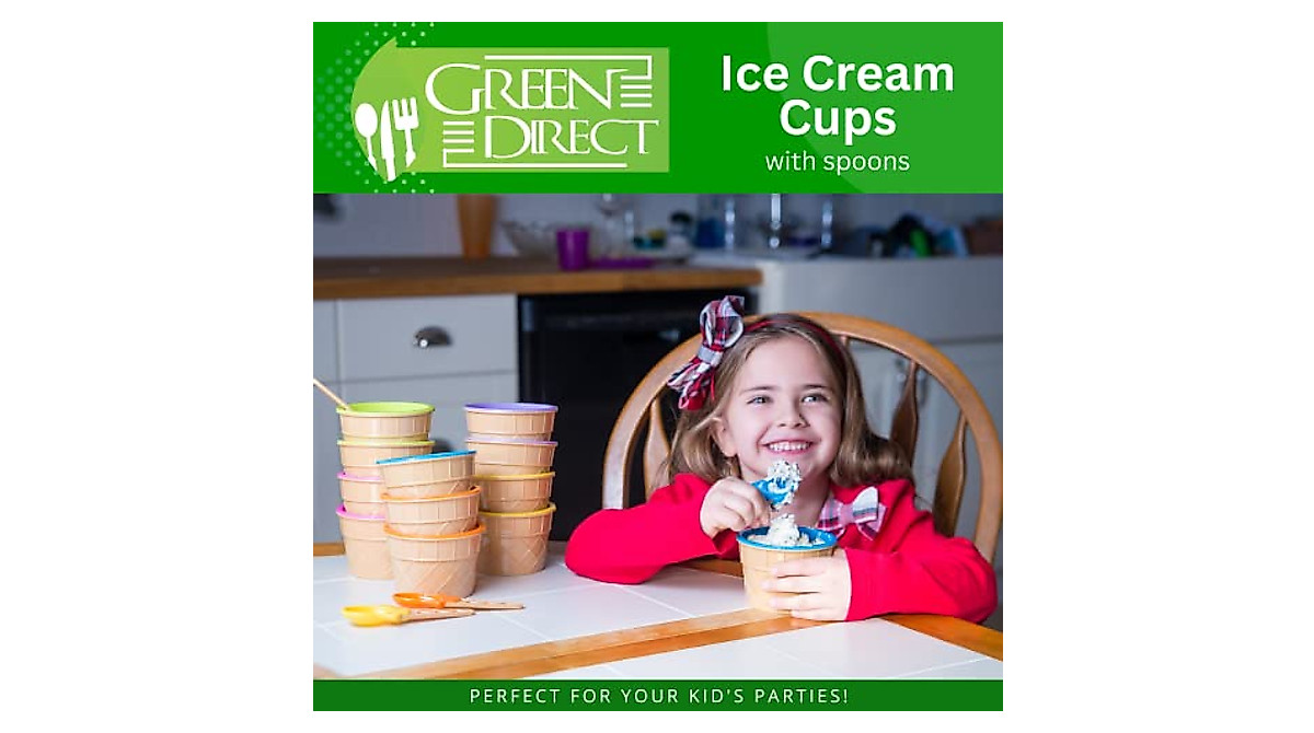 Green Direct Ice Cream Cups - Fun Party Favors Set of 12