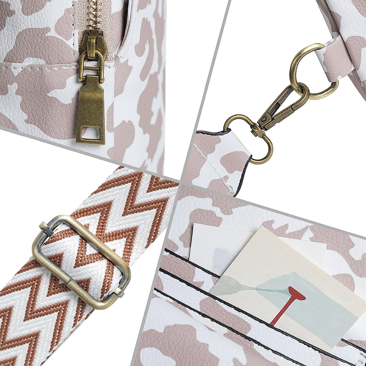 CVRTUM Women Small Crossbody Chest Bag PU Leather Sling Bag Satchel Daypack Hiking Shoulder Backpack for Traveling (Brown)