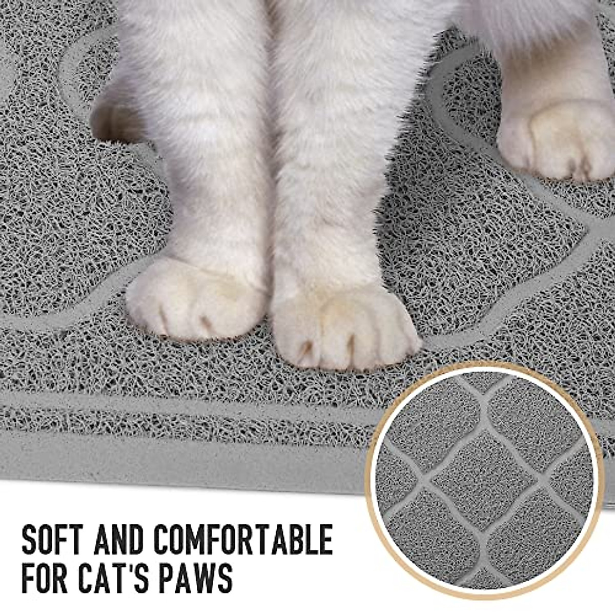 Heeyoo Cat Litter Mat, Large Kitty Litter Box Mat 47 x 35 Inches, Litter Trapping Mat with Waterproof and Non-Slip Backing, Keep Floors Clean, Soft on Kitty Paws