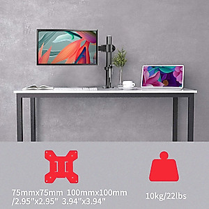 Suptek Single LED LCD Monitor Desk Mount Heavy Duty Fully Adjustable Stand for 1 / One Screen up to 27 inch