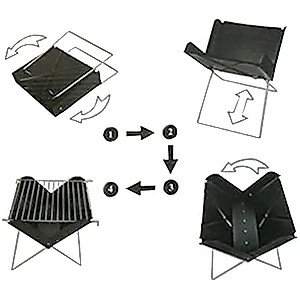 DIH Portable Folding Backpack Camping Grill, Portable Charcoal Folding Backpack BBQ Grill Barbecue Desk Tabletop Outdoor Steel Smoker BBQ for Picnic Garden Terrace Camping Travel