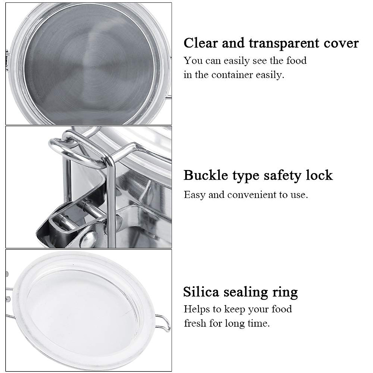 Joyzan Stainless Steel Coffee Canister, Airtight Ground Coffee Bean Storage Container Keep Fresh Organizer Jars Clear Clamp Lid Large Capacity for Kitchen Organization Pantry Tea Flour Sugar 1800ML